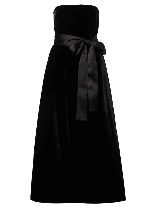 Elie Saab Belted Velvet Gown - Black