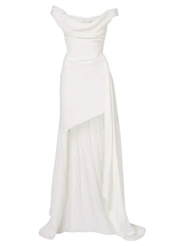 VIVIENNE WESTWOOD Bridal Comet Asymmetric Silk Bustier Gown - White