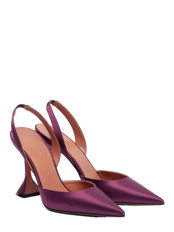 Amina Muaddi Holli 95 Satin Slingback Pumps - Purple