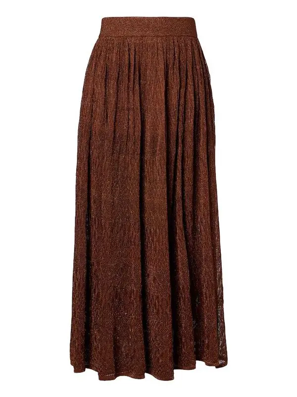 Zimmermann Awaken Lamé Lace Midi Skirt - Brown