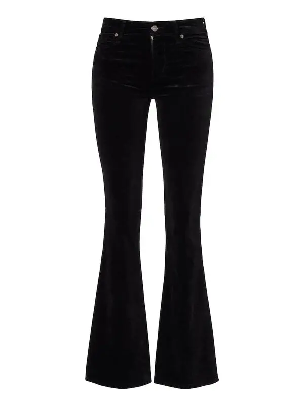 7 For All Mankind Leggy Bootcut Mid-rise Velvet Pants - Black