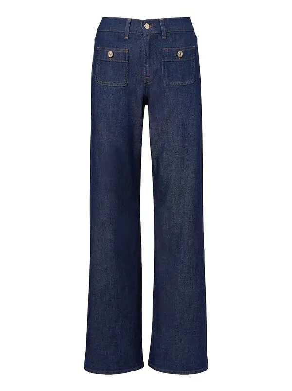 7 For All Mankind Lotta Tailorless Mid-rise Wide-leg Jeans - Blue
