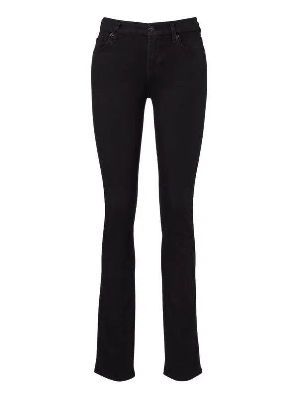 7 For All Mankind Kimmie Straight Mid-rise Slim Jeans - Black
