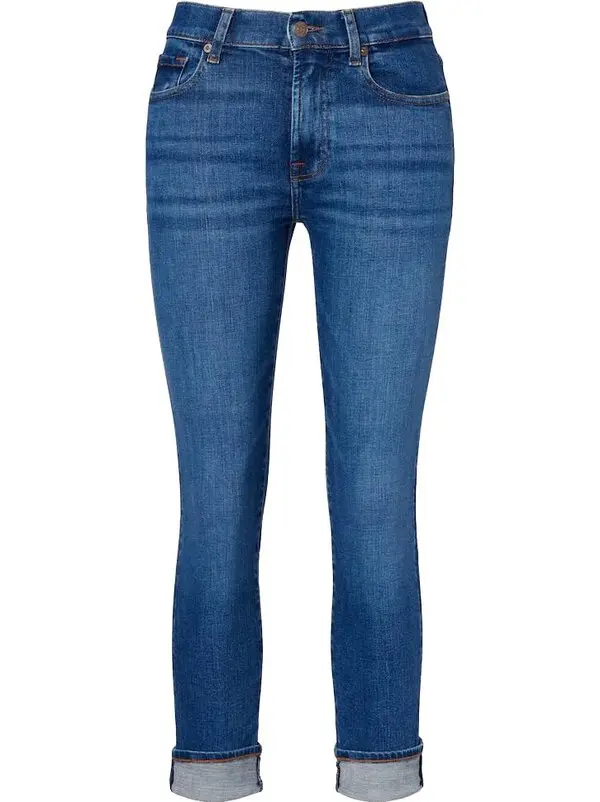7 For All Mankind Kimmie Straight Mid-rise Slim Jeans - Blue