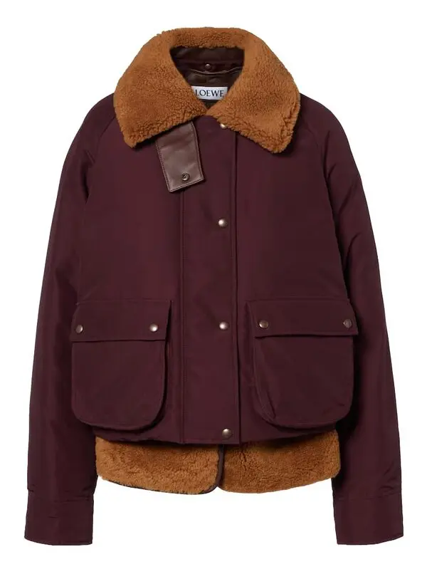 Loewe Shearling-lined Cotton-blend Puffer Jacket - Burgundy