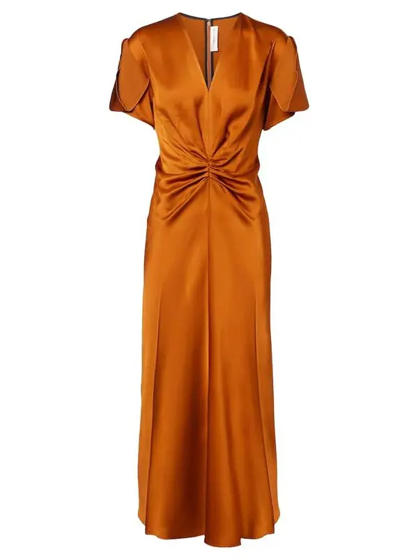 Victoria Beckham Gathered Midi Dress - Orange