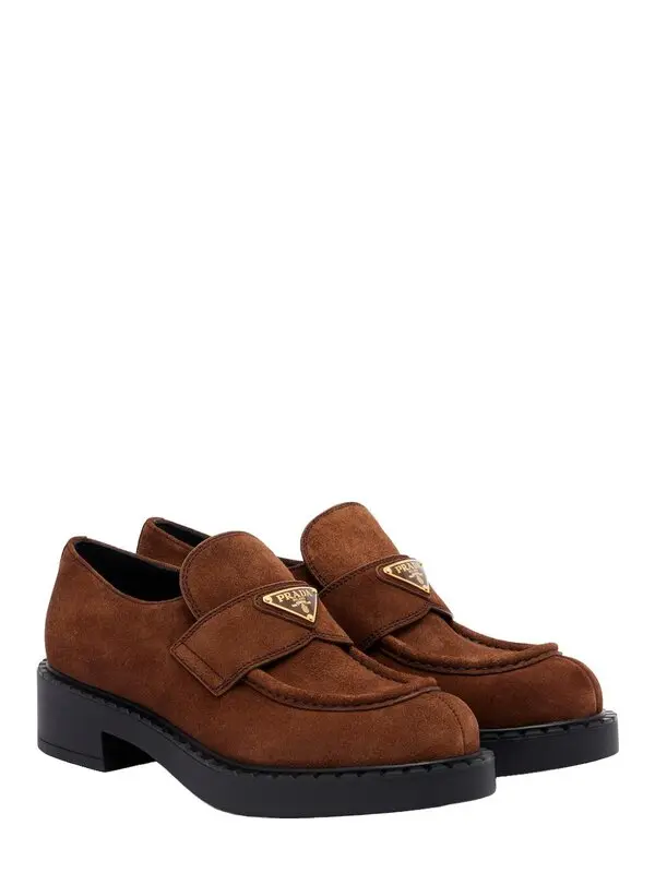 Prada Chocolate Suede Loafers - Brown