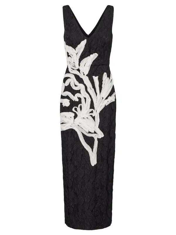 Erdem Floral Jacquard Midi Dress - Black