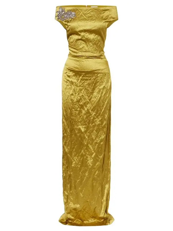 Erdem Embellished Off-shoulder Gown - Yellow