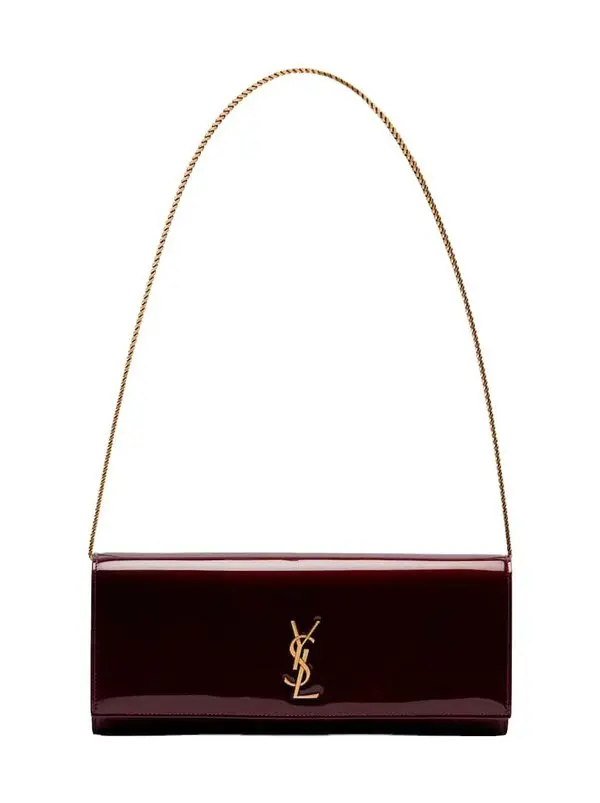 Saint Laurent Kate Patent Leather Clutch - Burgundy