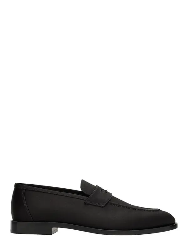 Loro Piana Sergio Satin Penny Loafers - Black