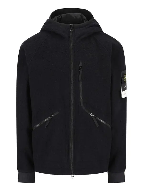 Stone Island Zip-up Hoodie Jacket - Black