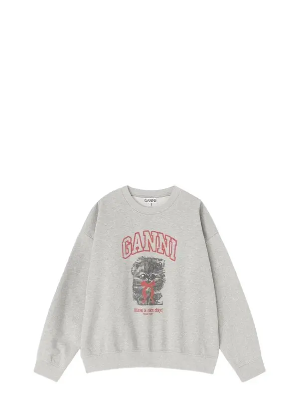 GANNI Graphic-print Sweatshirt - Grey