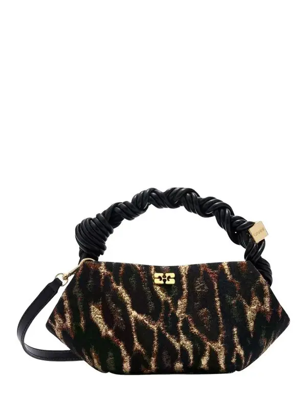 GANNI Animal-print Top Handle Bag - Black