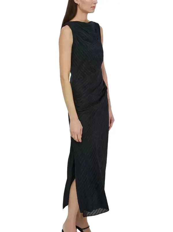 SAMSOE SAMSOE Sahira Striped Ruched Midi Dress - Black