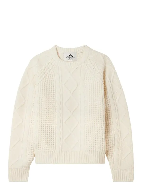 Perfect Moment Crystal Cable-knit Merino Wool Sweater - Cream
