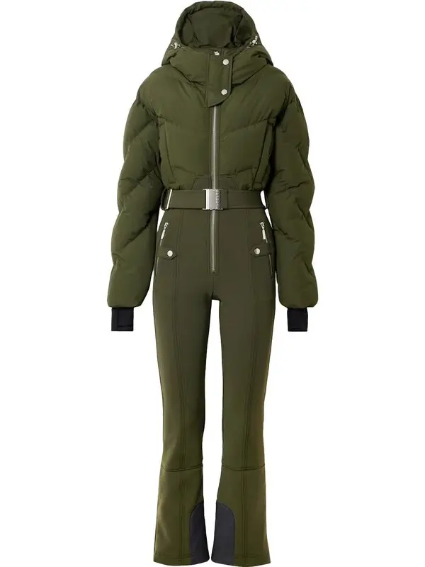 Cordova Ajax Hooded Belted Recycled Quilted Down Ski Suit - Green