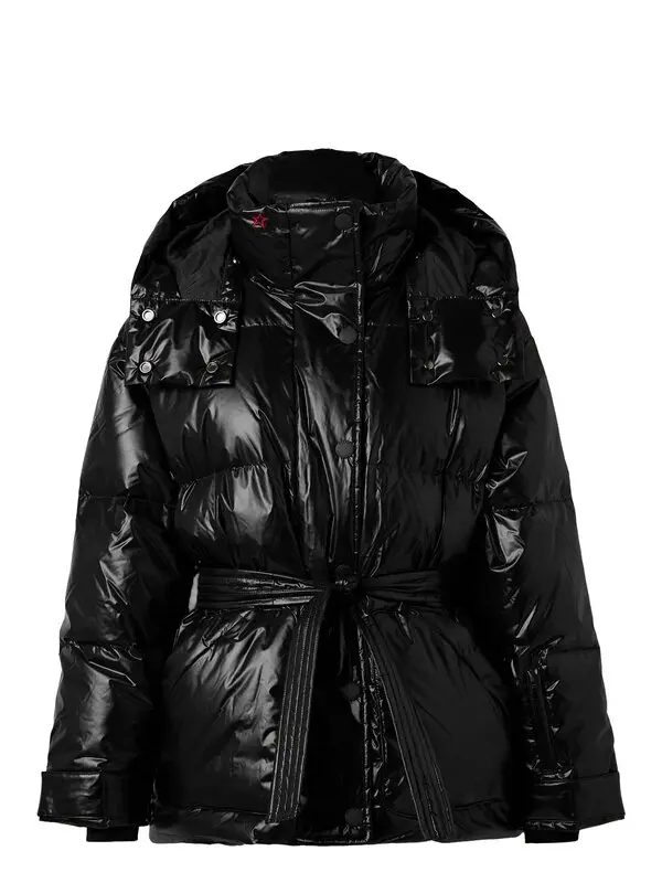 Perfect Moment Cortina Hooded Belted Quilted Down Ski Jacket - Black