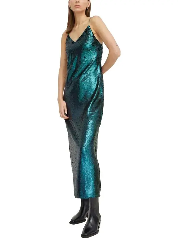 SAMSOE SAMSOE Sequin Tie Midi Dress - Green