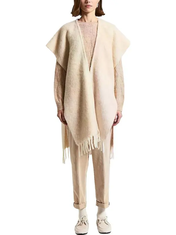 Peserico Sequin-embellished Fringed Cape - Neutrals