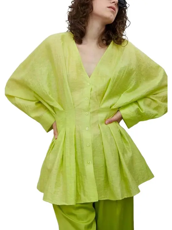 SAMSOE SAMSOE Button Pleated Top - Green