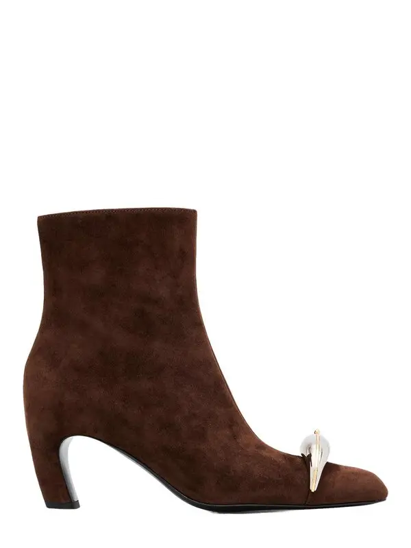 Tory Burch Pierced Suede Ankle Boots - Dark Cocoa