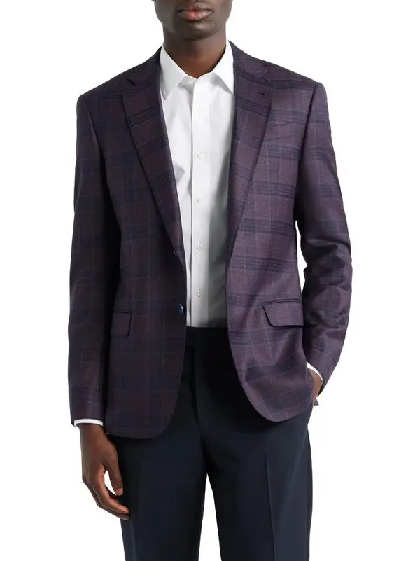 Emporio Armani G-line Check Wool Sport Coat - Plum