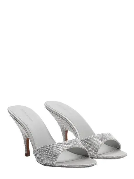 Mango Rhinestone High Heel Sandal - Silver