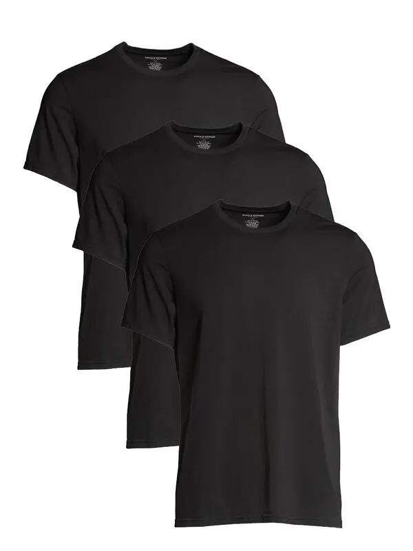 SINGLE STITCH Cotton Modal Crew Neck T-shirt 3-pack - Black