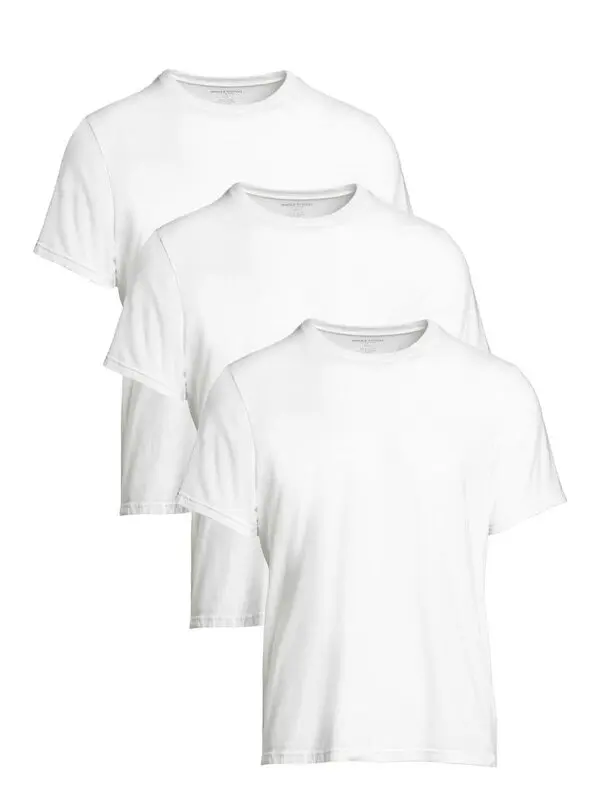 SINGLE STITCH Cotton Modal Crew Neck T-shirt 3-pack - White