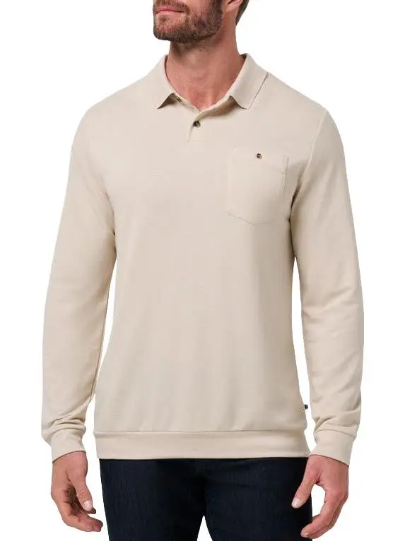 Travis Mathew December First Long Sleeve Pocket Polo - Italian Sand