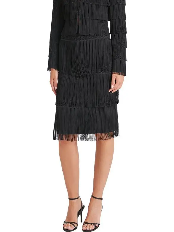 TEMPERLEY LONDON Fringe Skirt - Black
