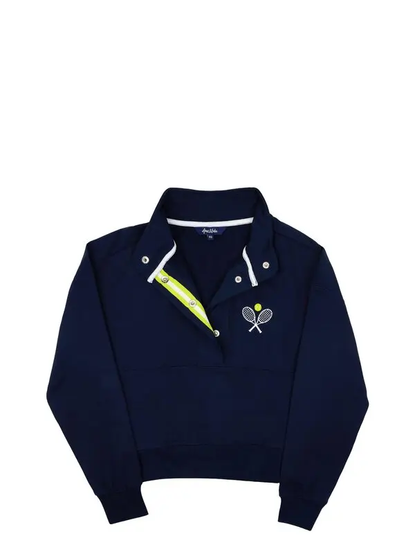 AME & LULU Warm Up Pullover - Navy Classic Racquets
