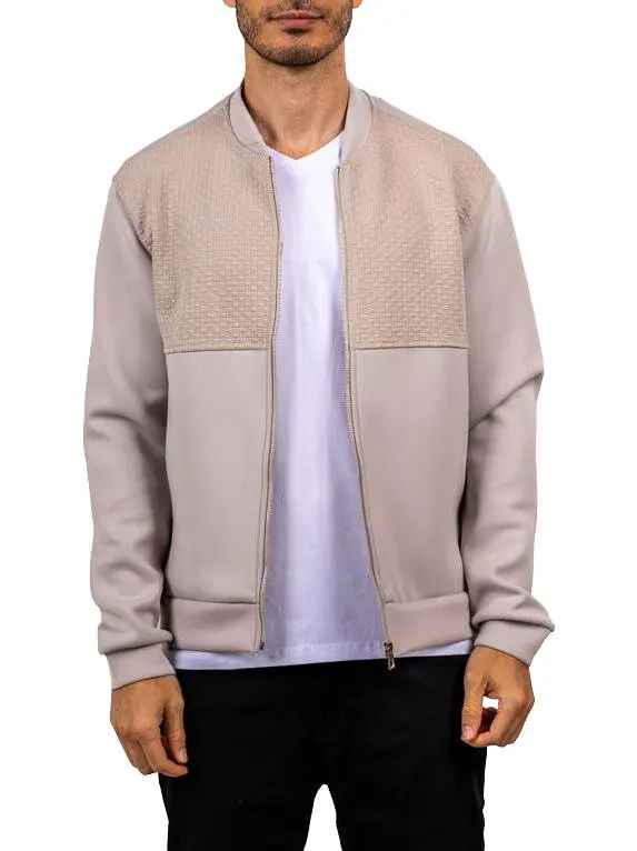 MACEOO Ascension 047 Mixed Media Bomber Jacket - Beige