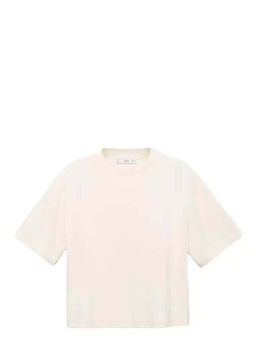 Mango Boxy Cotton-blend T-shirt - Ecru