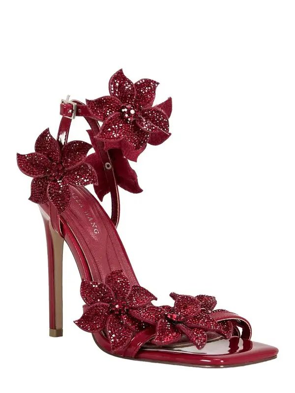 AZALEA WANG Romi Floral Stiletto Sandals - Red