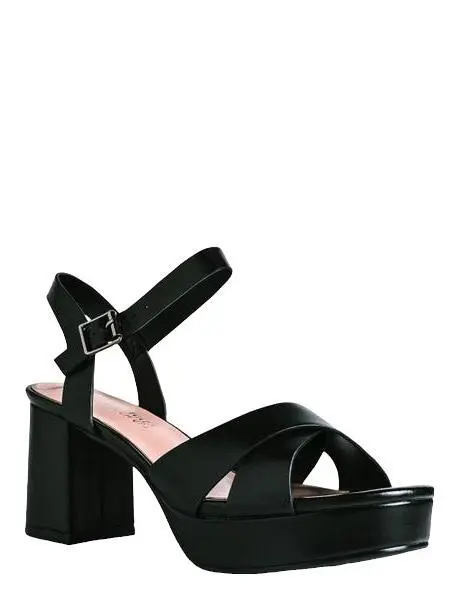 TOUCH UPS Ankle Strap Platform Sandal - Black