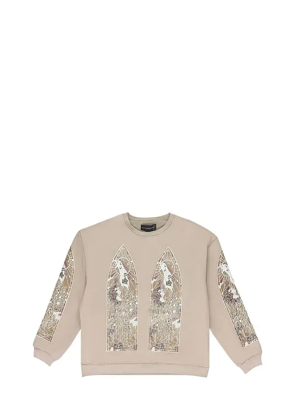 WHO DECIDES WAR BY EV BRAVADO Camo Glass Pullover Sweatshirt - Cream