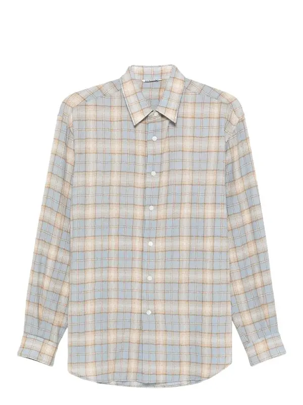 Auralee Airy Wool Check Shirt - Blue