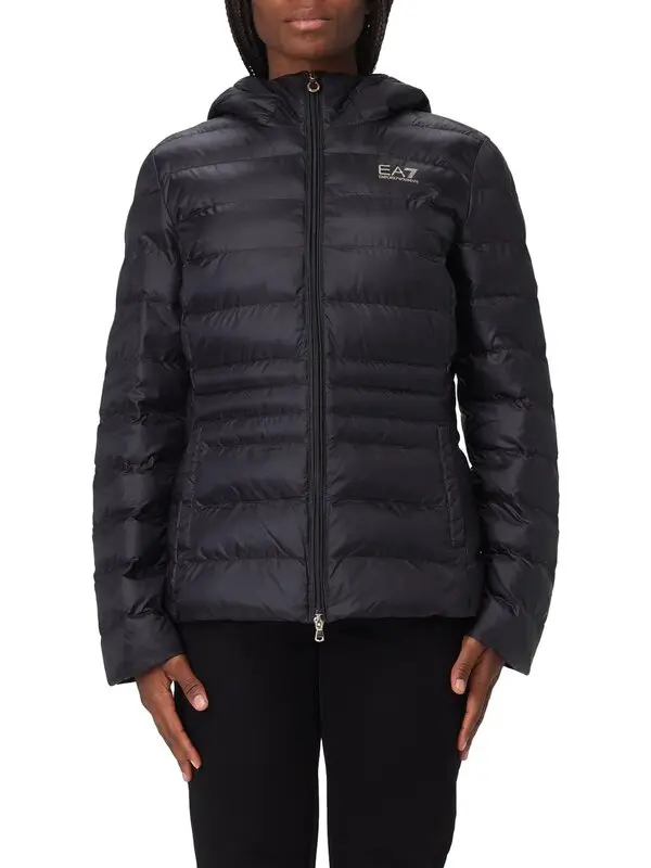 EA7 Quilted Hooded Jacket - Black