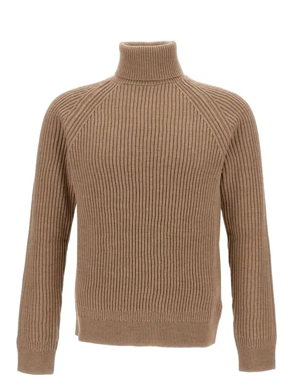 ZANONE Ribbed Turtleneck Sweater - Beige