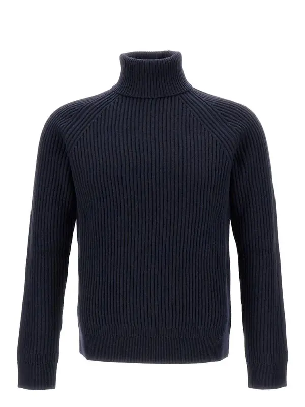 ZANONE Ribbed Turtleneck Sweater - Blue