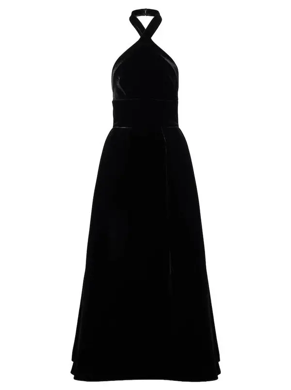 Elie Saab Halterneck Velvet Gown - Black