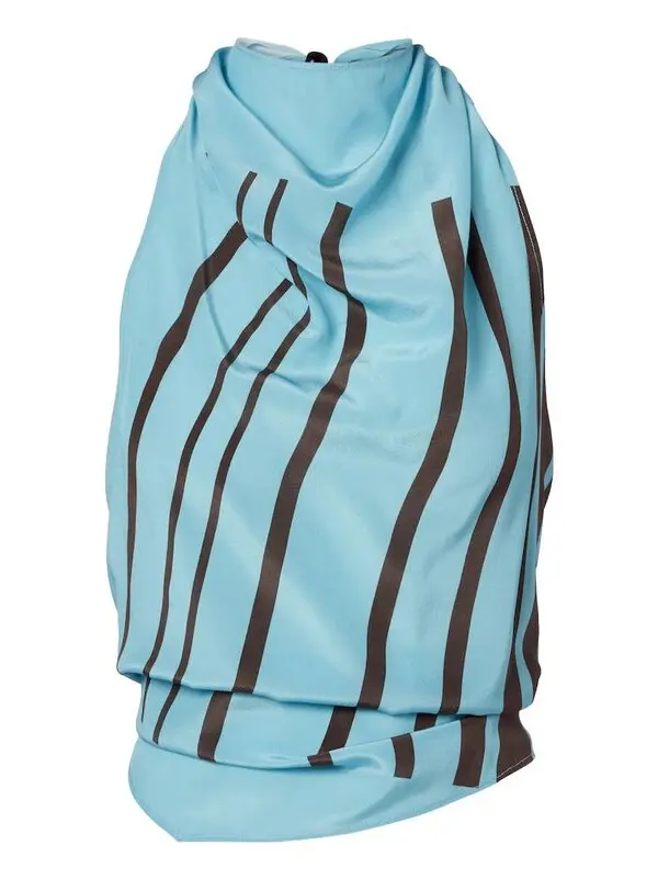 SIR. Rioja Draped Striped Silk Crepe Top - Blue