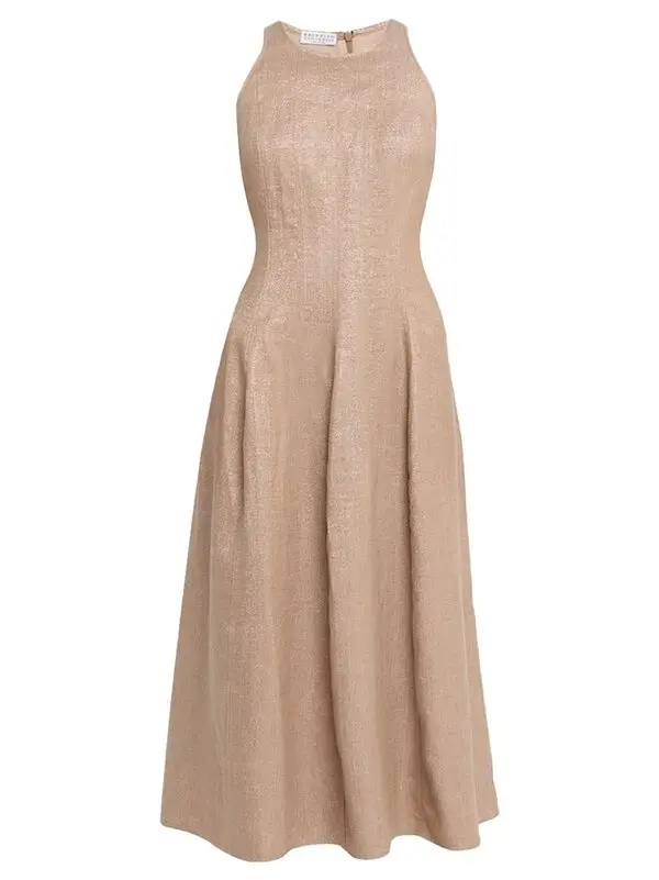 Brunello Cucinelli Metallic Linen Ankle Dress - Rosa