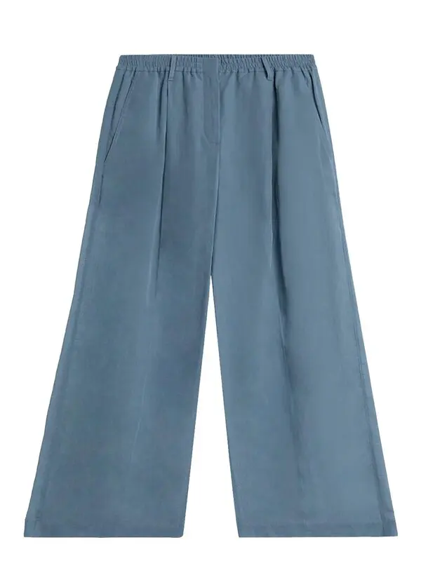 Brunello Cucinelli Cotton Organza Wide-leg Track Pants - Artic Blue