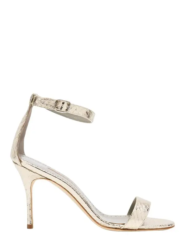 Manolo Blahnik Chaos Metallic Snakeskin Pumps - Silver