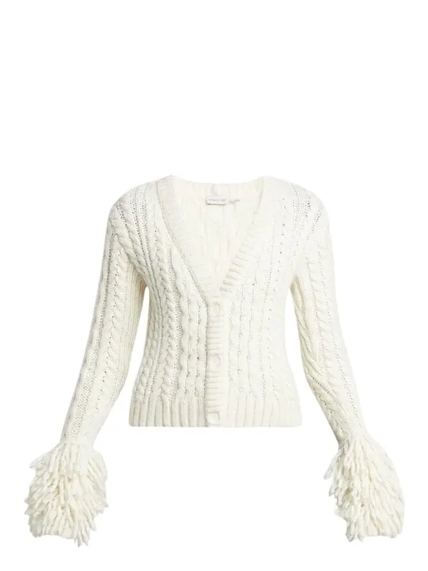 Moncler Cable-knit Fringe Cardigan - Natural
