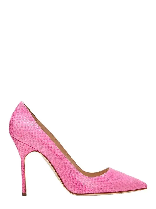 Manolo Blahnik Bb 105mm Embossed Leather Pumps - Bright Pink