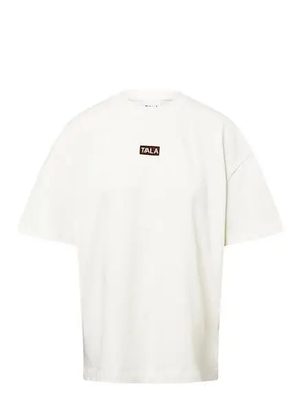 TALA Outdoor Oversized Flocked-logo Cotton T-shirt - Ivory